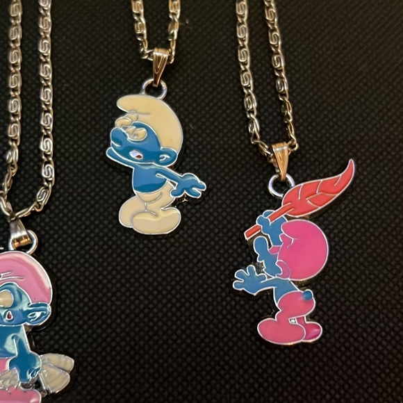 Vintage | Jewelry | New Vintage 98s90s Era Silver Neon Smurfs Cartoon ...